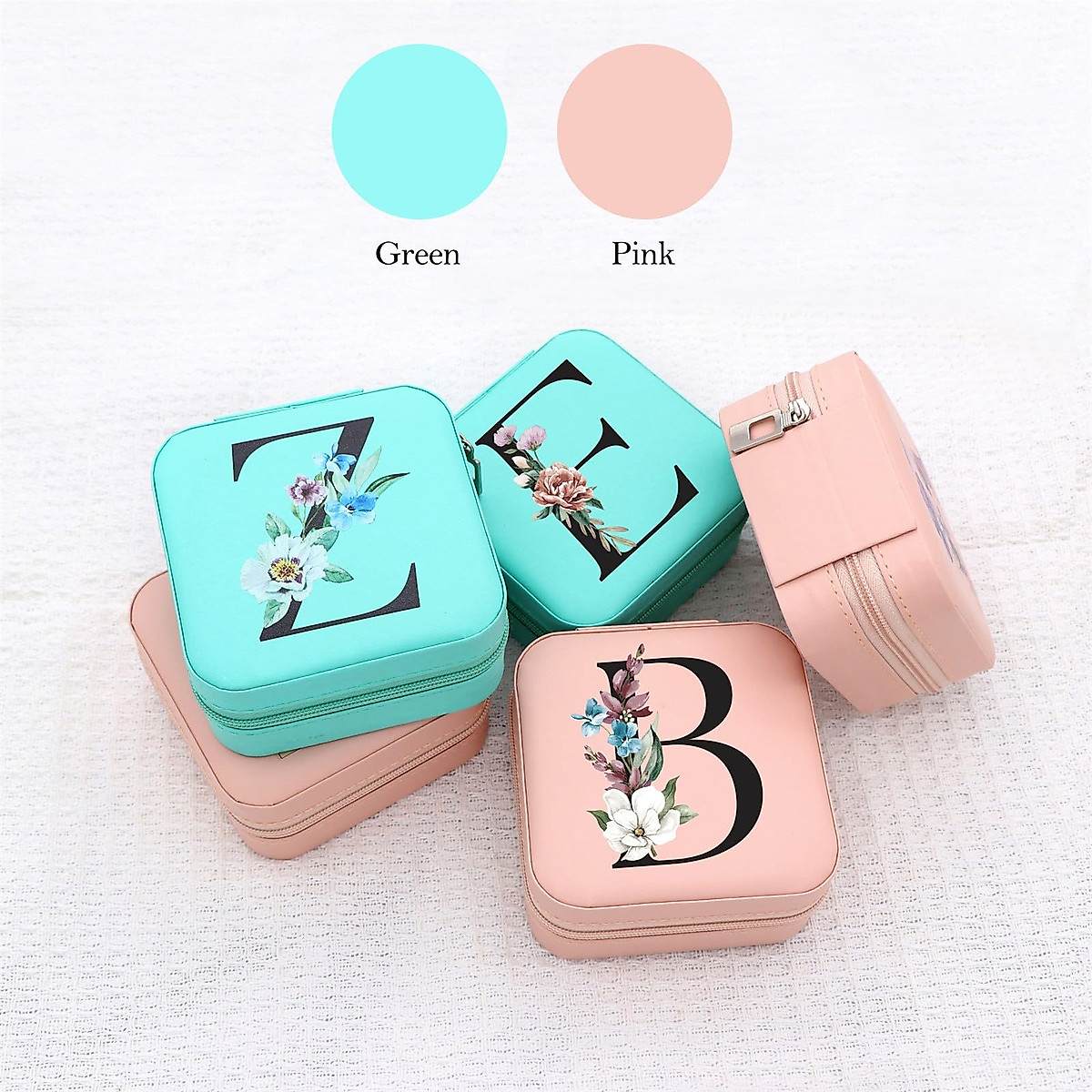 XVX Personalized Mini Jewelry Organizer Box - Ideal Birthday & Graduation Gifts for Daughters, Granddaughters | Travel Initial Jewelry Case for Girls Women-Cyan Z