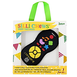 Silli Chews Remote Teether for Baby Unisex Fake Pretend Play TV Remote Control Toy Toddler Chewmote Favorite Baby Teether Infant Silicone Teething Toy Black Silly Chew Toys for Kids