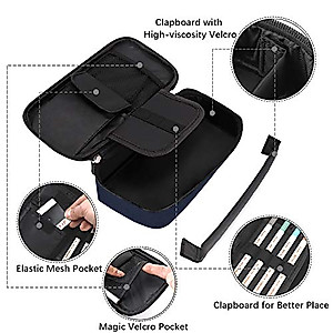 RAGZAN Big Capacity Pencil Case, Oxford Cloth Pencil Bag Storage Pouch Pen Pencil Marker Stationery Bag Holder for Middle College and Office, Idea Gift for Back to College Season - Blue