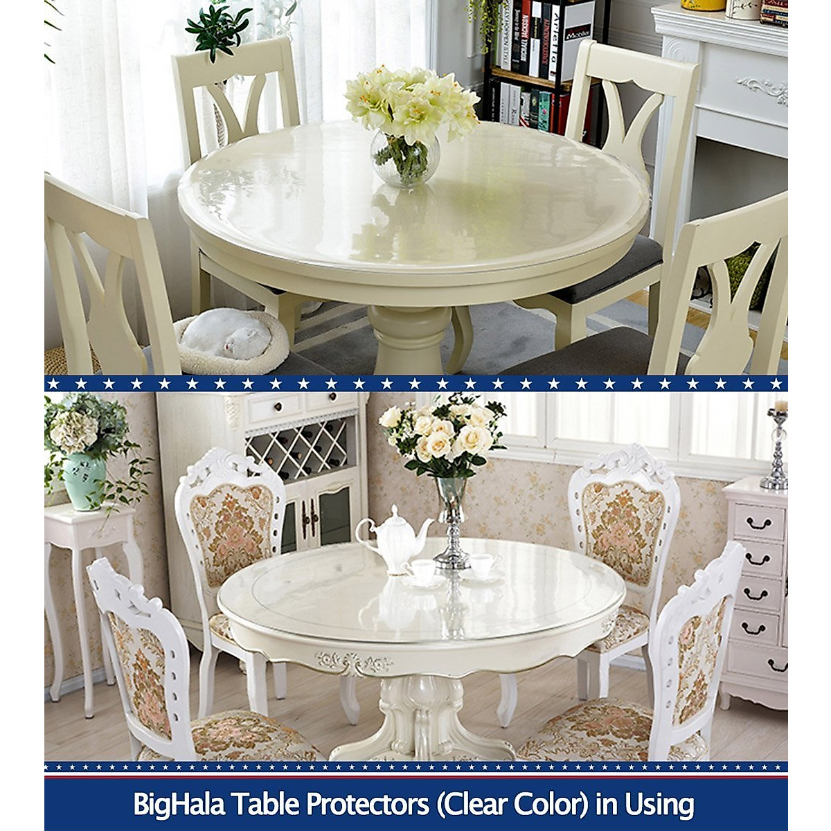 Clear Plastic Round Table Protector - 60" Wipeable PVC Tablecloth for Dining Table Top Cover
