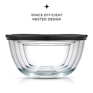 JoyJolt Kitchen Mixing Bowls - 8pc Glass Bowls with Lids Set – Neat Nesting Bowls - Large Mixing Bowl Set Batter Bowl - Cooking Bowls - Storage Bowls with Lids and Big Salad Bowl with BPA-Free Lids