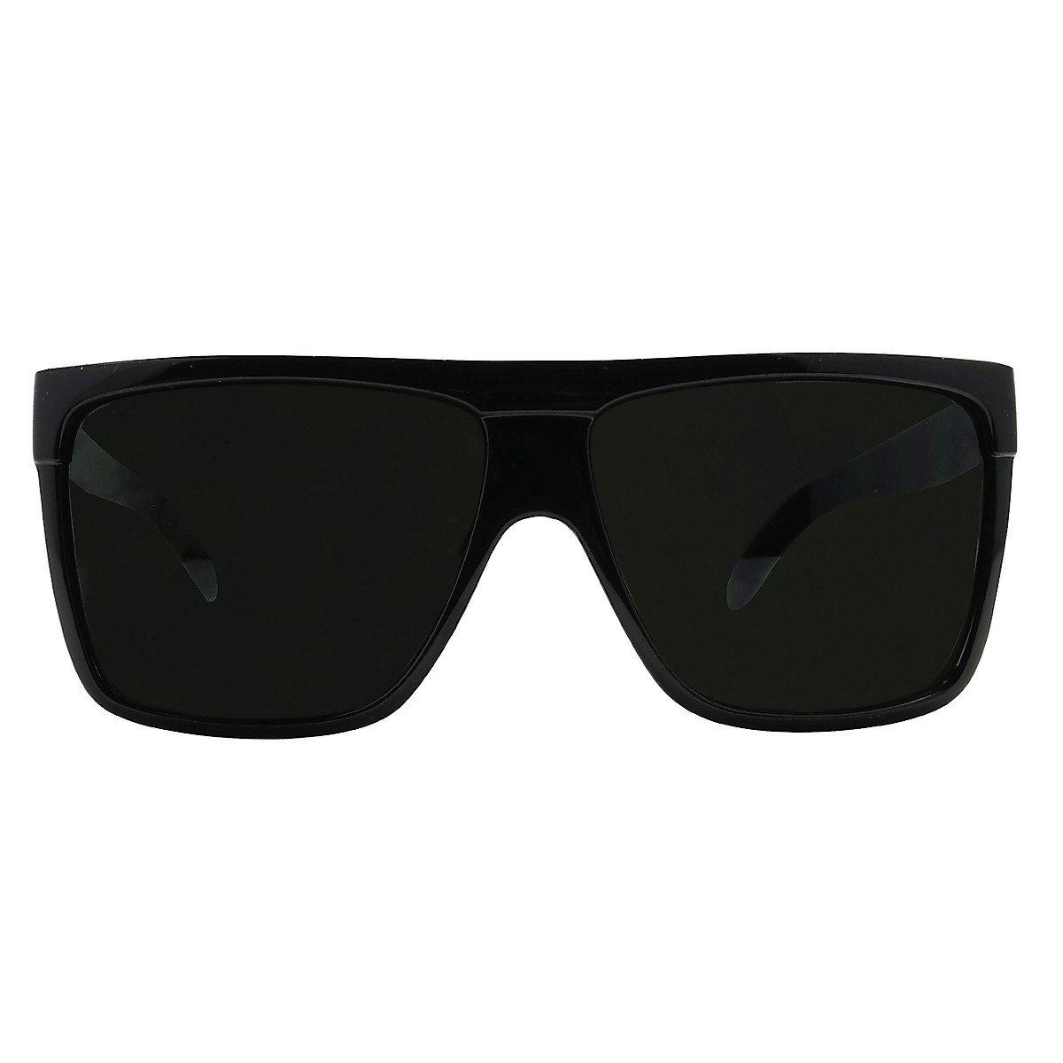 ShadyVEU Super Dark Black Lens Flat Top Square Oversize Migraine Shades Blackout Glasses Retro Sunglasses (Super Dark Lens)
