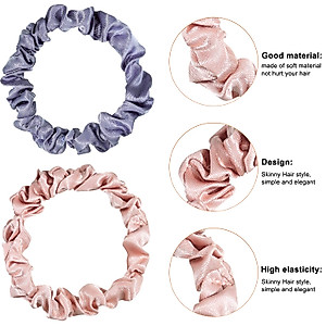 WILLBOND 48 Pieces Neutral Satin Hair Ties Scrunchies Bulk Multicolor Elastic Silk Hair Bands Accessories Ponytail Holders for Women(Neutros)