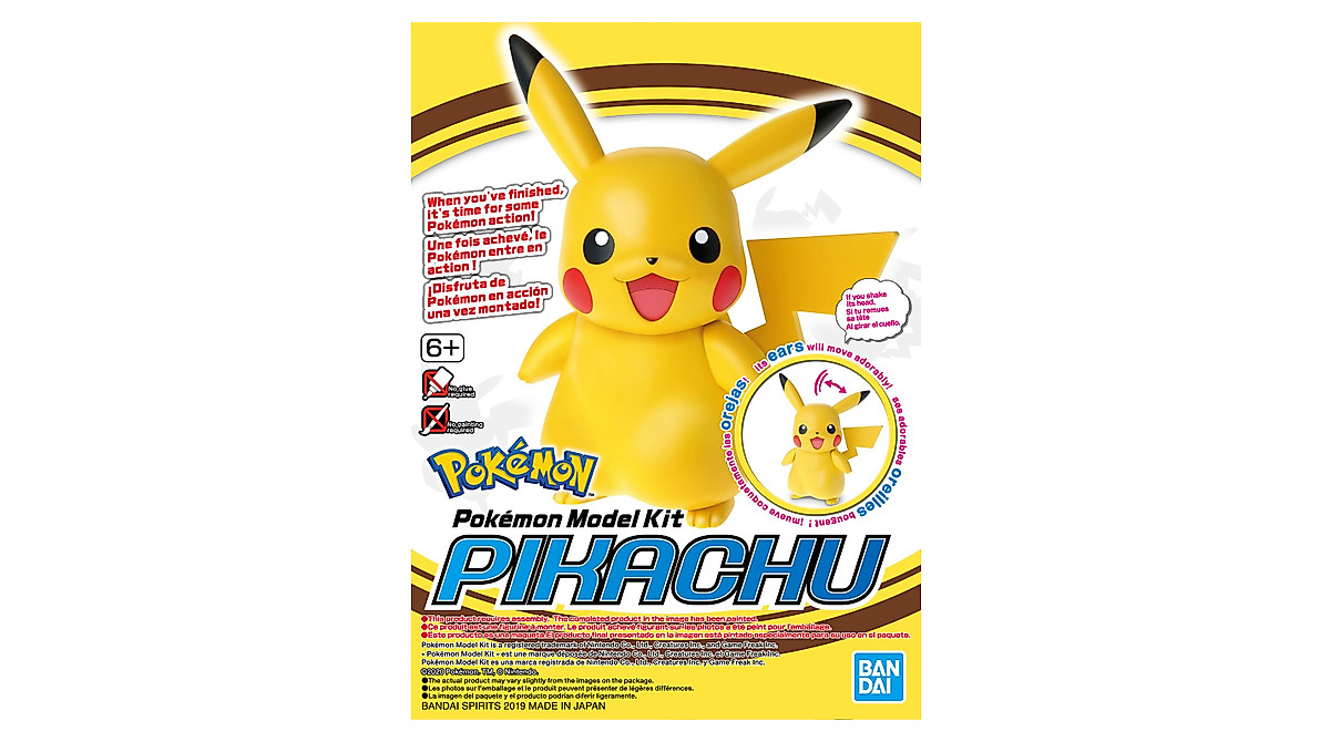 Pokemon Pikachu Model Kit - Easy Snap-Fit Collectible by Bandai