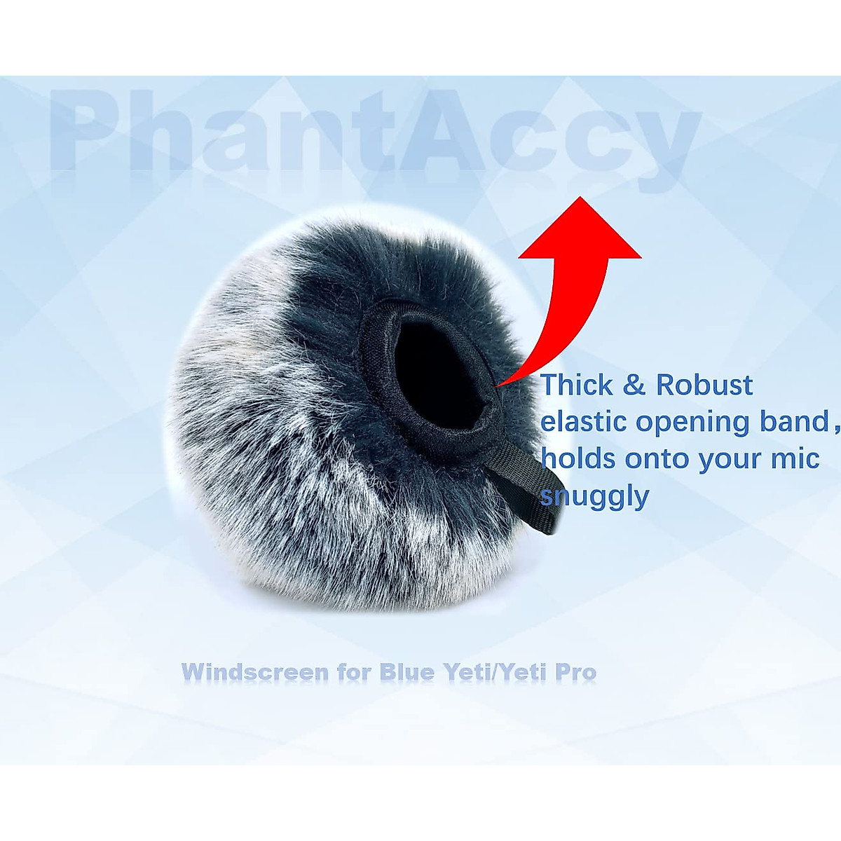 PhantAccy Pop Filter/Windscreen for Blue Yeti and Yeti Pro Microphones, Furry Mic Cover for Wind and Ambient Noise Reduction