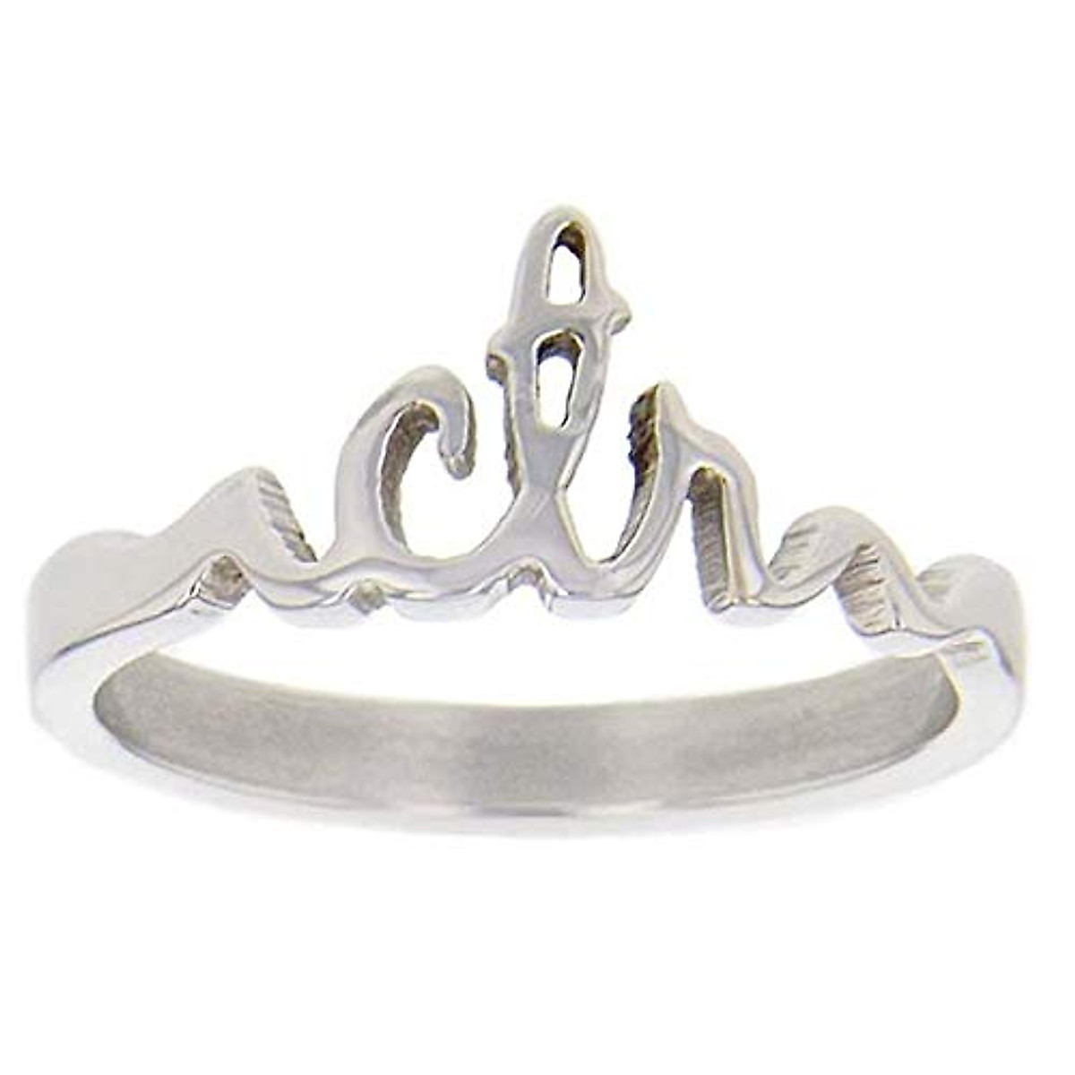 One Moment In Time H13 Size 7 Cursive Small Stainless Steel Ring Women's Mormon LDS CTR