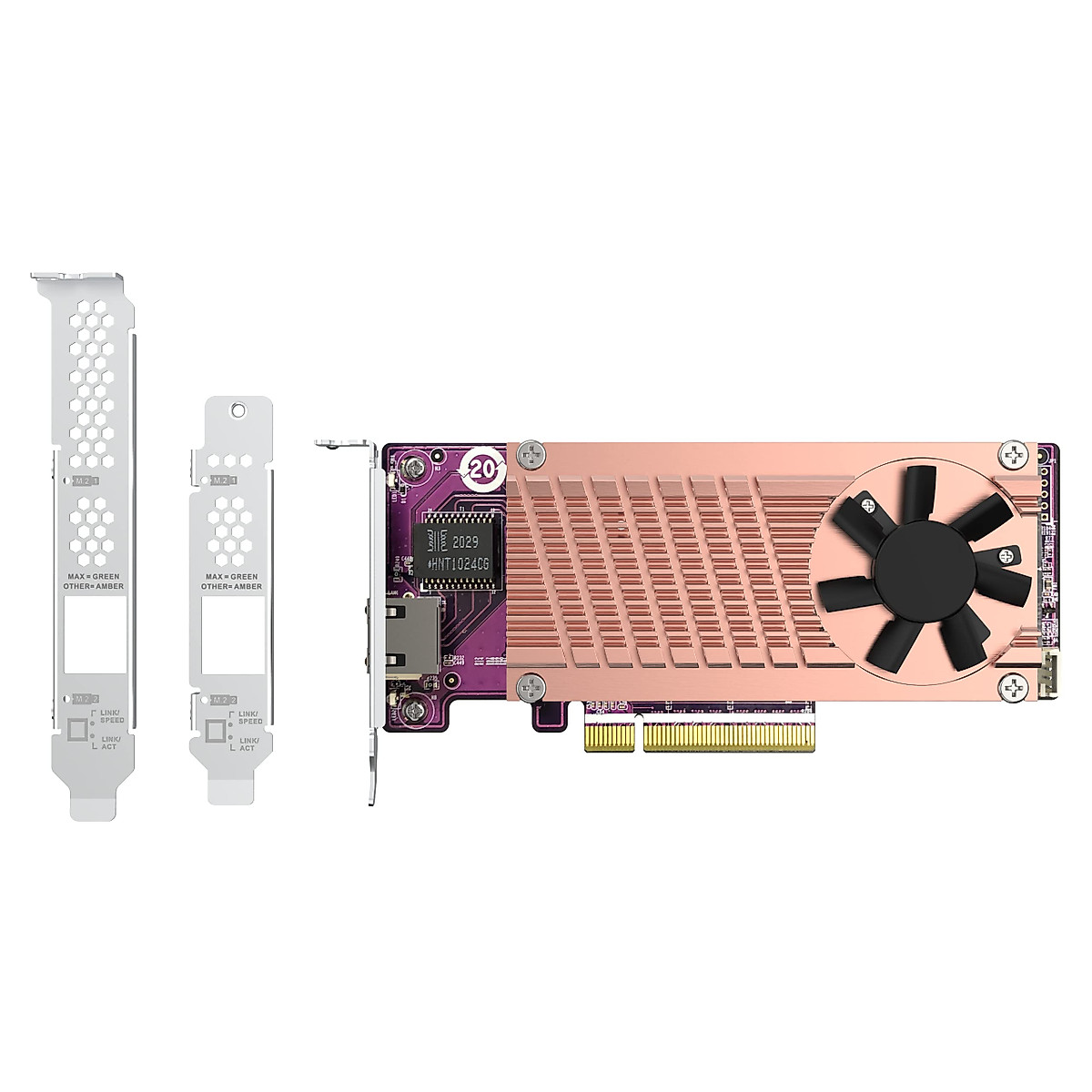 QNAP QM2-2P10G1TB 2 x PCIe Gen3 NVMe SSD & 1 x 10GbE (10G/5G/2.5G/1G/100M) Port Expansion Card to Enhance Performance