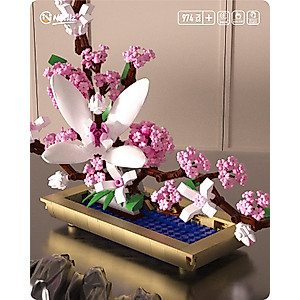 Nifeliz Lilac Bonsai Tree Toy Building Kit and Display Model, Unique Home Flower Bouquet Décor Ideas, A Creative and Relaxing Bonsai Tree Building Project for Adults, Botanical Collection(974 Pieces)
