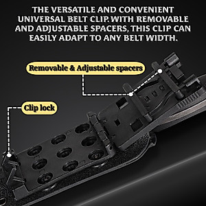 OERLA TAC DE-0014 Fixed Blade Outdoor Duty Knife 420HC Stonewashed Stainless Steel Field Knife Straight Camping Knife with G10 Handle Waist Clip EDC Kydex Sheath (Black)