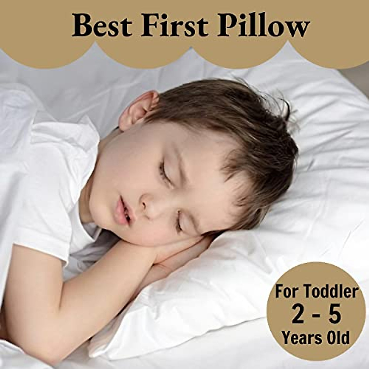 Toddler Pillow with Pillowcase | 13 x 18 Soft Hypoallergenic 100% Organic Cotton Baby Pillows for Sleeping | Small Kids Pillow, Infant - Perfect for Travel, Cribs Bed Sets, Machine Washable