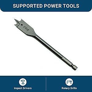 Benchmark Abrasives 3/4" x 6" Spade Drill Bit with Quick-Change Hex Shank Hole Cutter for Woodworking, Drilling, High-Speed Steel Paddle Flat Bits (3/4" x 6")