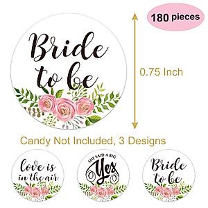 180 Floral Chocolate Label Stickers, Bridal Shower Party Favors, Bride to Be Hershey Kisses Stickers, Bachelorette Party, Wedding Bridal Shower Party Decor Decorations