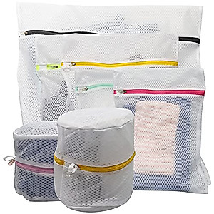 GDFYMI Mesh Laundry Bags, Washing Machine Clothing Washing Bags with Zipper, Reusable and Durable Mesh Wash Bags, Travel Storage Organize Bag for Delicates Bra, Underwear, Blouse or Hosiery (Set of 7)