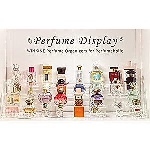 WINKINE Acrylic Riser Display Shelf, 4 Tier Perfume Organizer, Display Riser for Amiibo Funko POP Figures, Tiered Display Stand Small Risers for Display, Acrylic Display for Decoration and Organizer