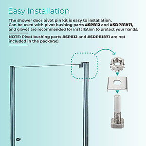 GRONGU Shower Door Pivot Pin Kit for Pivot Shower Doors, Stainless Steel Framed Pivot Shower Door Parts with Hex-Nut and Washer, Shower Door Pivot Replacement Parts