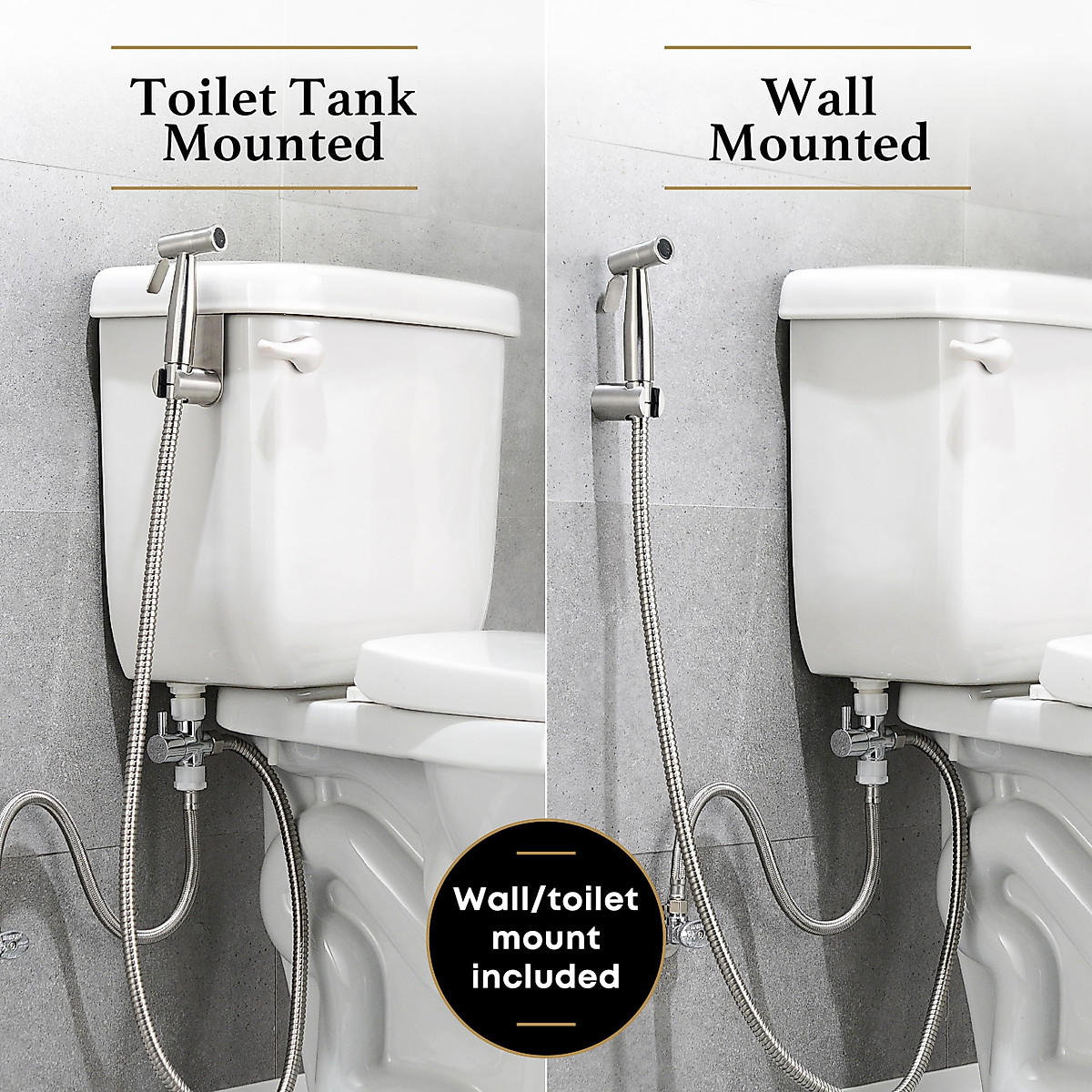 Purrfectzone Bidet Sprayer for Toilet, Handheld Sprayer Kit, Hand Held Bidet, Cloth Diaper Sprayer Set - Easy to Install - Stainless Steel