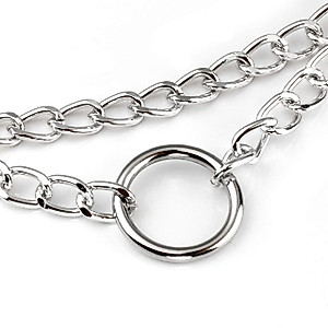 Manfnee PU Leather Choker Punk Goth Emo Circle Chain Choker Collar Necklace for Women Men Adjustable