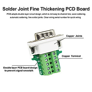 YIOVVOM DB9 Breakout Connector,DB9 Solderless RS232 D-SUB Female Serial Adapters 9-Pin Port White Adapter to Terminal Connector Signal Module with case Set of 10