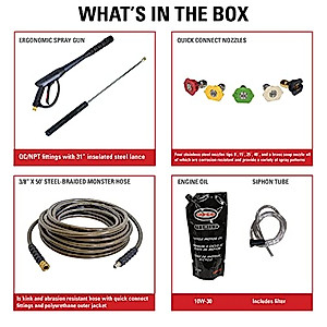 SIMPSON Cleaning 95000 Mobile Trailer 3200 PSI Cold Water Gas Pressure Washer System, 2.8 GPM, Honda Engine, Includes Spray Gun and Wand, 5 QC Nozzle Tips, Monster Series 3/8-in. x 50-ft. Hose