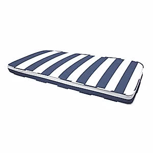 Honeycomb Indoor/Outdoor Cabana Stripe Blue & White Loveseat Bench Cushion: Rounded Corners, Recycled Fiberfill, Weather Resistant, Comfortable and Stylish Patio Cushion: 42" W x 18.5" D x 2.5" T