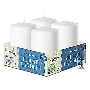 HYOOLA White Pillar Candles 2x3 Inch - Unscented Pillar Candles - Set of 4 - European Made