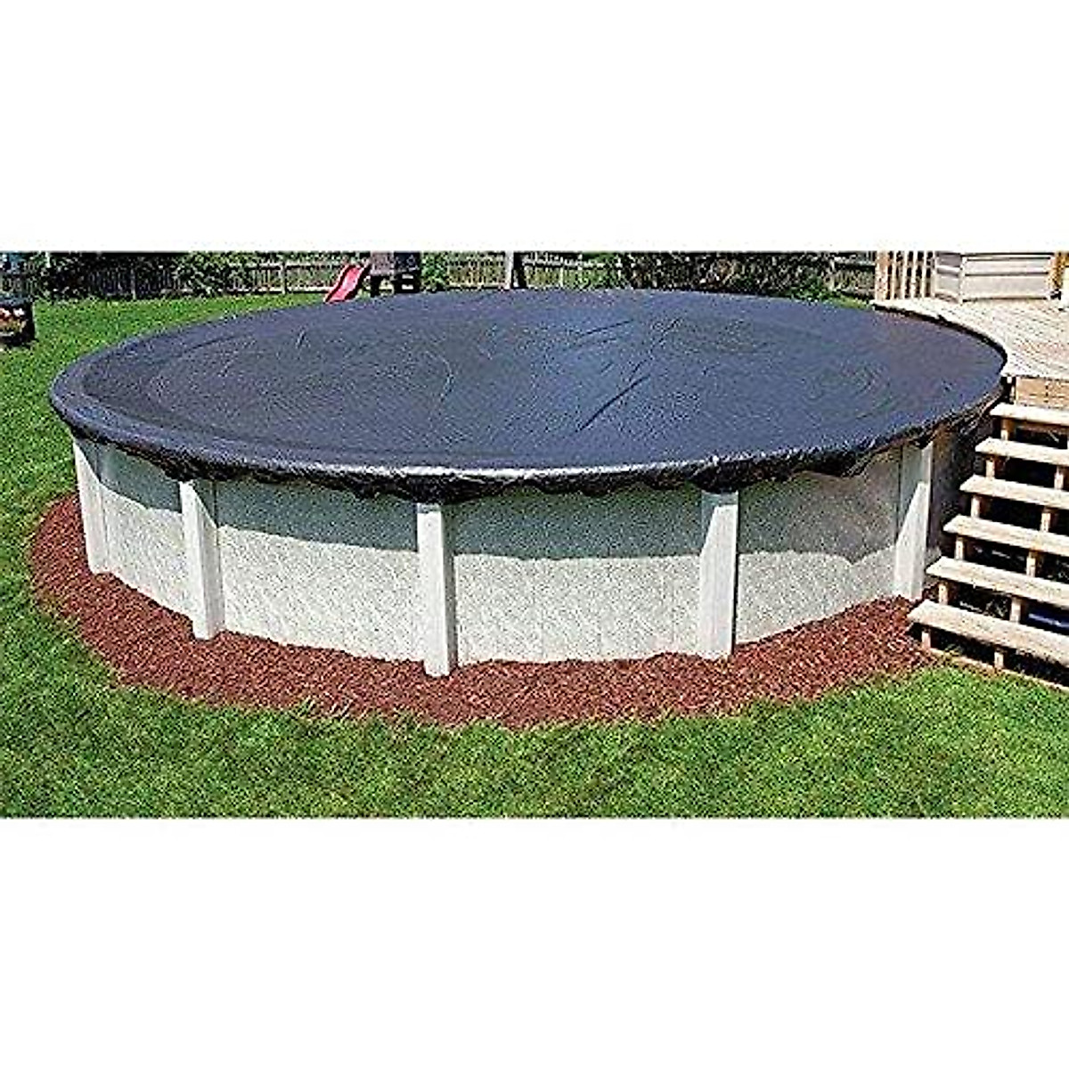 Swimline Heavy Duty 18 by 33 Foot Oval Laminated Plastic Woven with Thick Polyethylene Stitching Winter Pool Cover for Above Ground Pools, Blue