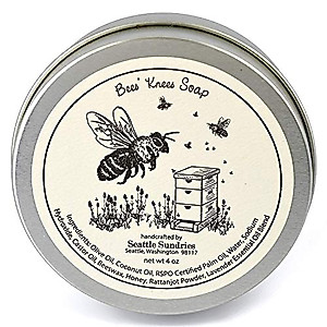 Seattle Sundries | Lavender Soap Bar for Women & Men - All Natural Handmade Bar Soap with Honey in a Low Waste Travel Tin - Stocking Stuffer Idea for Her