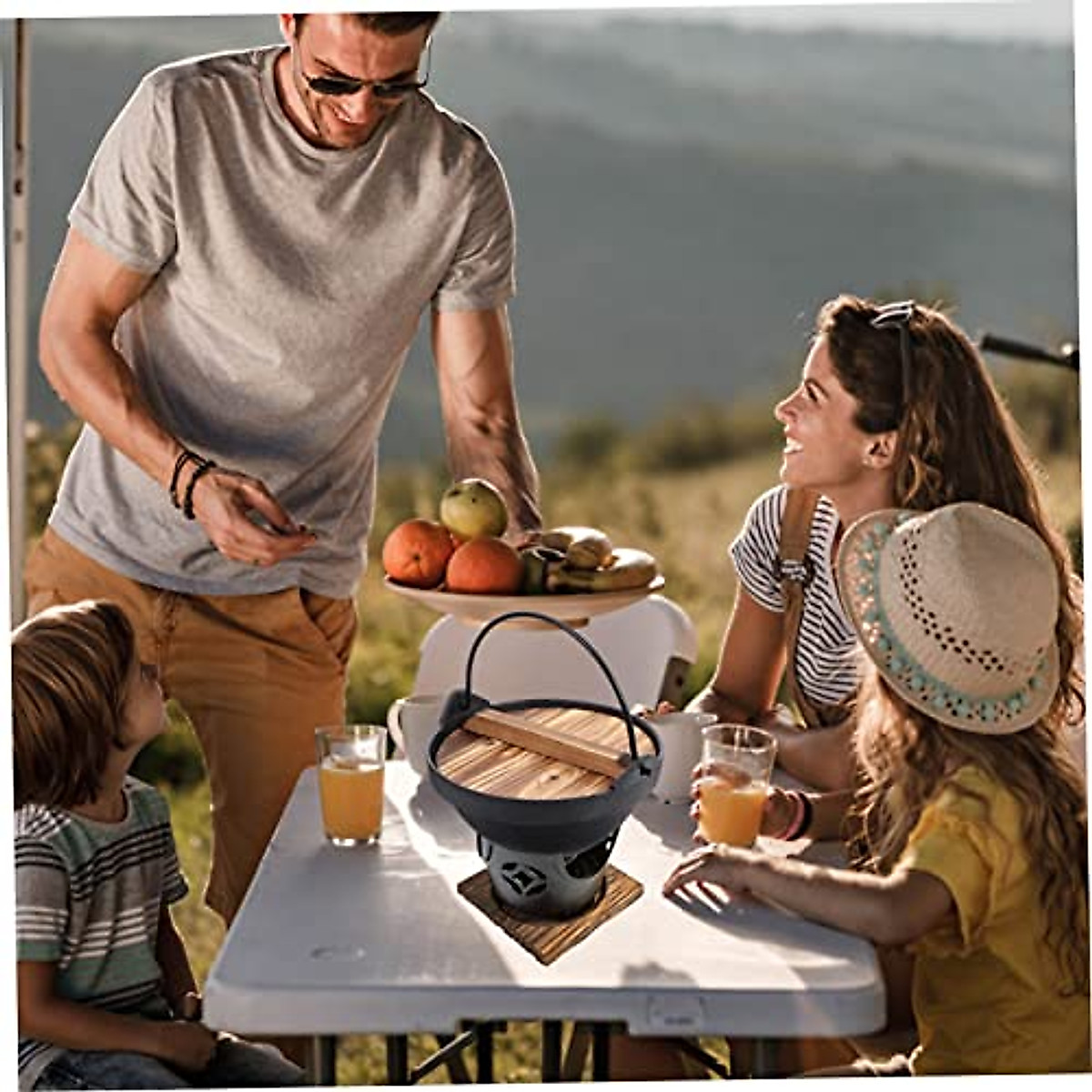 UPKOCH 1 Set Pot Outdoor Cookware Japanese Style Pot Iron Stock Pot Nabemono Hot Pot Hanging Stewpan for Hone Non-stick Pot Outdoor Saucepan Grey Korean Wood Non Stick Pan Cast Iron Pot