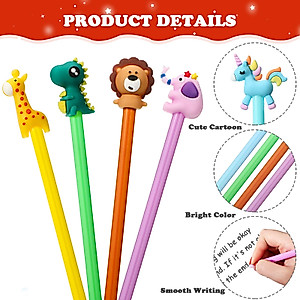 Zonon 64 Pieces Cute Cartoon Gel Ink Pens Cartoon Animal Writing Pens 0.5 mm Assorted Styles Pens Stationery for School Office Home Student Kids Present, 8 Styles