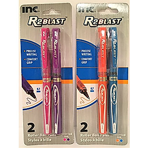 R2 Blast Gel Rollerball 0.7mm Colored Gel Pen Set: 4 Items Including Gel Pens in the Following Colors: Pink Purple Orange Blue (4 Pens Total)