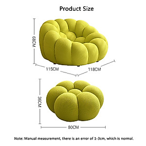 Lazy Sofa Ultra Comfy Fireside Sofa Chair Upholstered Bubble Single Floor Sofa 3D Honeycomb Shape Bubble Sofa Curved Couch for Living Room Office (Color : Yellow)