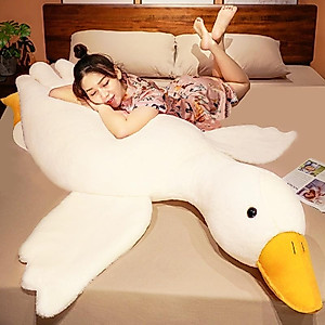 BXEBUI Giant White Goose Plush-75 Inch, Very Huge Body Fat Goose Stuffed Animal, 6 Foot Duck Plush Toys Hugging Pillow Gifts for Everyone (75 in)