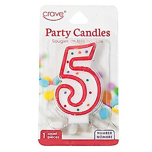 Jacent Polka Dot Number Birthday Candle Cake Topper - #5 Candle