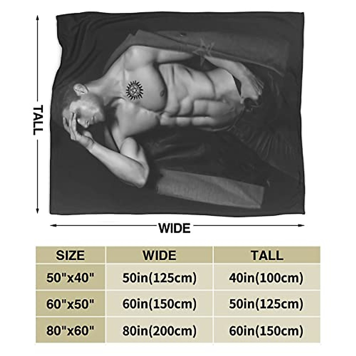 Jensen Ackles Soft and Comfortable Warm Fleece Throw Blankets Yoga Blankets Beach Blanket Picnic Blankets for Sofa Bed Camping Travel … (60"x50")