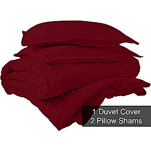 ROYALE Burgundy Duvet Cover Queen Size - Washed Duvet Cover Set, 3 Piece Double Brushed Duvet Covers with Button Closure & Corner Ties - 1 Duvet Cover 90x90 inches and 2 Pillow Shams - Comforter Cover