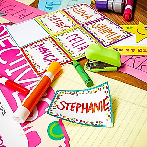 Bright Creations 144 Pieces Decorative Colorful Name Tags for Classroom – Blank Stickers to Write on for Student Desks, Bin Labels, Teacher Supplies, 6 Designs (3.5 x 2.5 Inches)