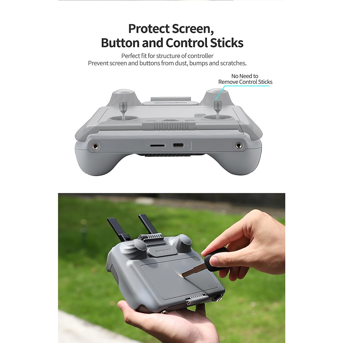 Anbee Upgrade 2-in-1 Protector Cover & Monitor Sun Hood for DJI RC 2 Remote Controller, Compatible with DJI Air 3S / Mini 4 Pro Drone (For DJI RC 2 Controller)
