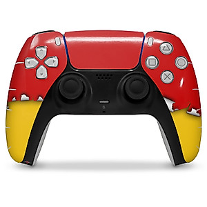 WraptorSkinz Skin Wrap compatible with Sony PS5 DualSense Controller Ripped Colors Red Yellow (CONTROLLER NOT INCLUDED)