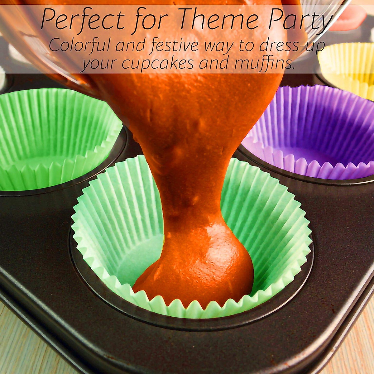 Bahoki Essentials Paper Baking Cups - Cupcake, Muffin Liners, Assorted Cake Wrappers - Great for Birthday Parties and Family Gatherings - Rainbow - 300 Piece