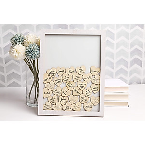 Kate & Milo Wedding Guestbook Token Frame, Includes 50 Heart Tokens, Perfect for Wedding Reception or Bridal Shower, Distressed White