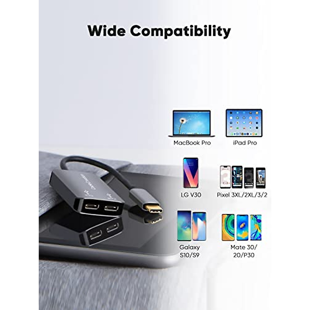 CableCreation USB Type C Splitter, 2-in-1 USB C Audio Adapter and PD Fast Charging, Compatible with iPad Pro, MacBook Air, Galaxy Note 10, S9, S10, S20, S21 Ultra, S22, Pixel 2 3 XL, Aluminum Gray