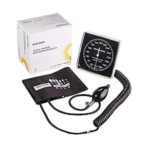 McKesson LUMEON Clock Aneroid Sphygmomanometer, Blood Pressure with Cuff, Wall Mounted, Black, Adult Medium, 12 Count