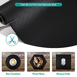 Gocfami Shelf Liners for Kitchen Cabinets, 17.7''x78.7'', Non Adhesive Drawer Liners for Cupboard,EVA Material Non Slip Black Shelf Liners,Waterproof & Durable Cabinet Mat for Bathroom/Pantry/Desk