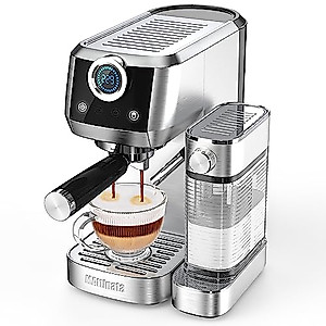 MAttinata Cappuccino Machine and Espresso Machine, 20 Bar Stainless Steel Latte Maker and Espresso Machine for Home with Automatic Milk Frothing System