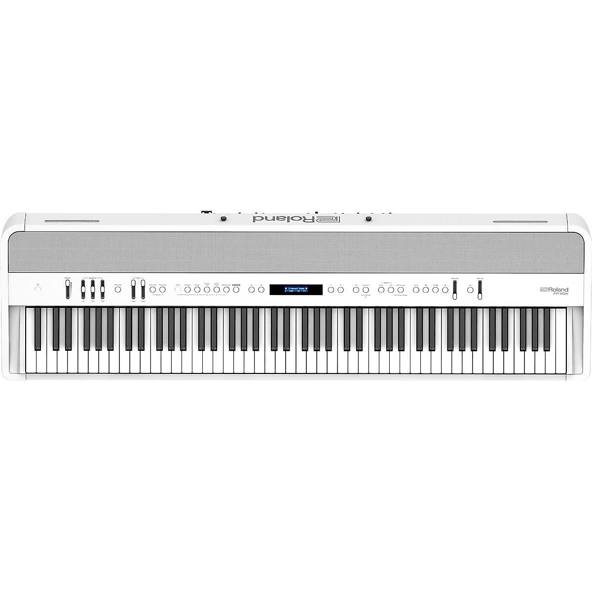 Roland FP-90X 88-Key Portable Digital Piano, White Bundle with Stand, Bench, Sustain Pedal, Studio Monitor Headphones