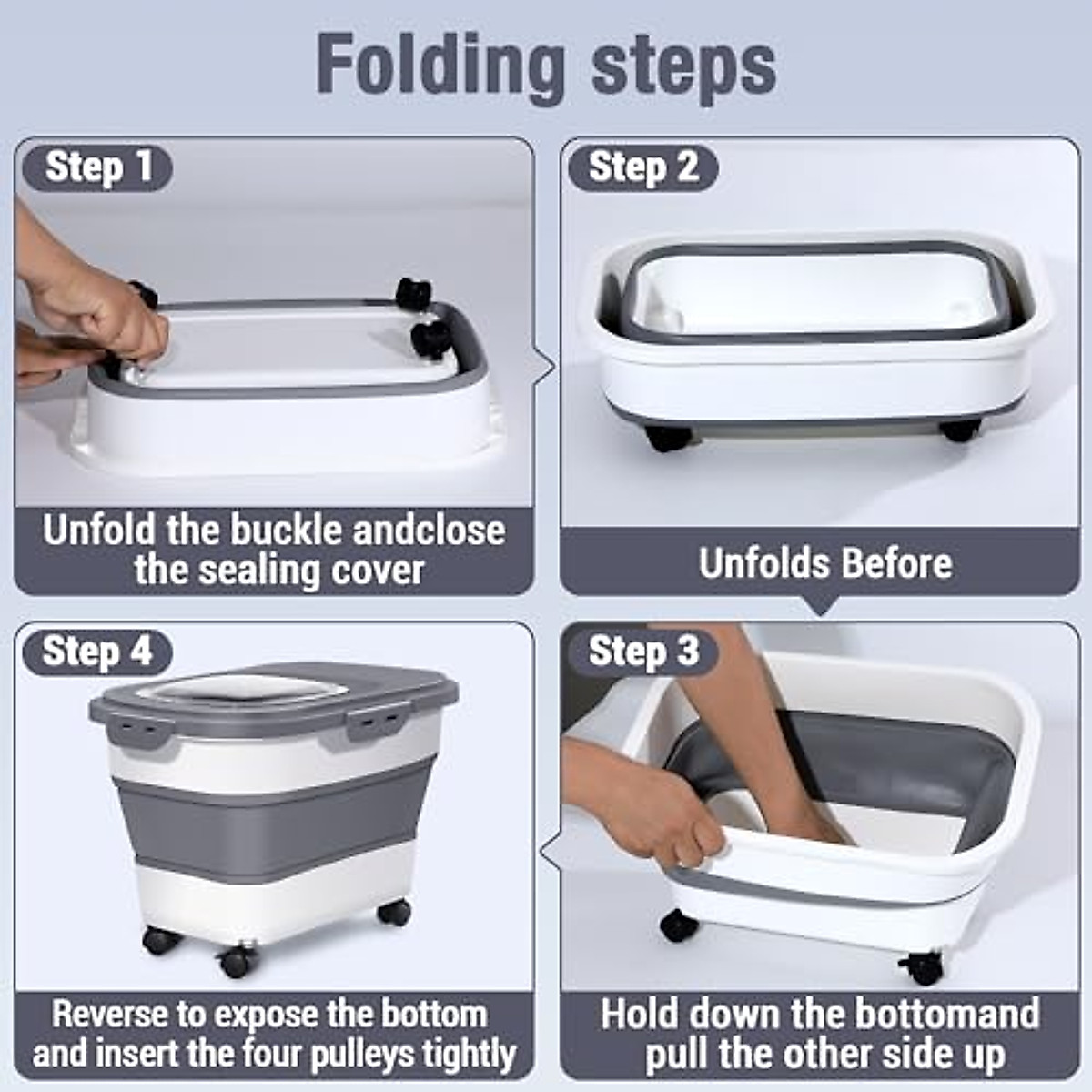 Muibe Dog Food Storage Container 20-23 LBS, Dog Food Storage,Pet Food storage Containers, Collapsible Airtight Dog Food Containers with Clear Lid, Measuring Cups