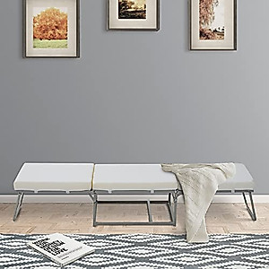 HOMCOM 2-in-1 Convertible Guest Sleeper Bed, Foldable Ottoman with Thick Padded Foam for Small Room, Living Room, Gray