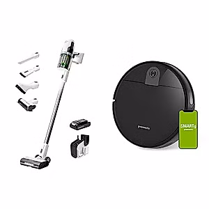 Greenworks Powerful Brushless Cordless Stick Vacuum and Smart App Control Robotic Vacuum