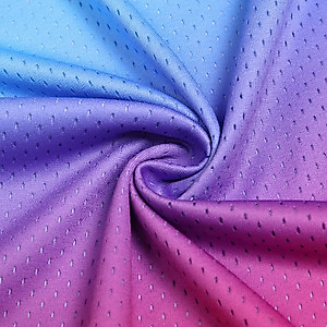 DEHANER Custom Basketball Jersey for Men Kids Youth Causal Summer Game Mesh Tank Top Outfits,White/Light Blue/Pink Gradient Jersey,Men Size Large