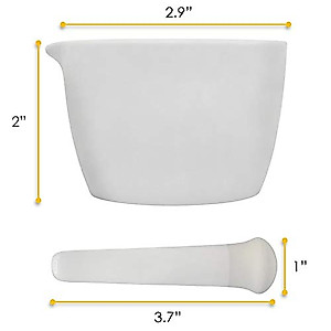 EISCO Porcelain Mortar & Pestle Set, 1.7oz (50ml) - Heavy Duty - Unglazed Grinding Surface - Excellent for Kitchen or Laboratory - Grinds Powdered Chemicals, Herbs, Spices, Pills - White Labs
